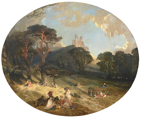 Bonhams : Alfred Joseph Woolmer (British, 1805-1892) Picnicking in the park