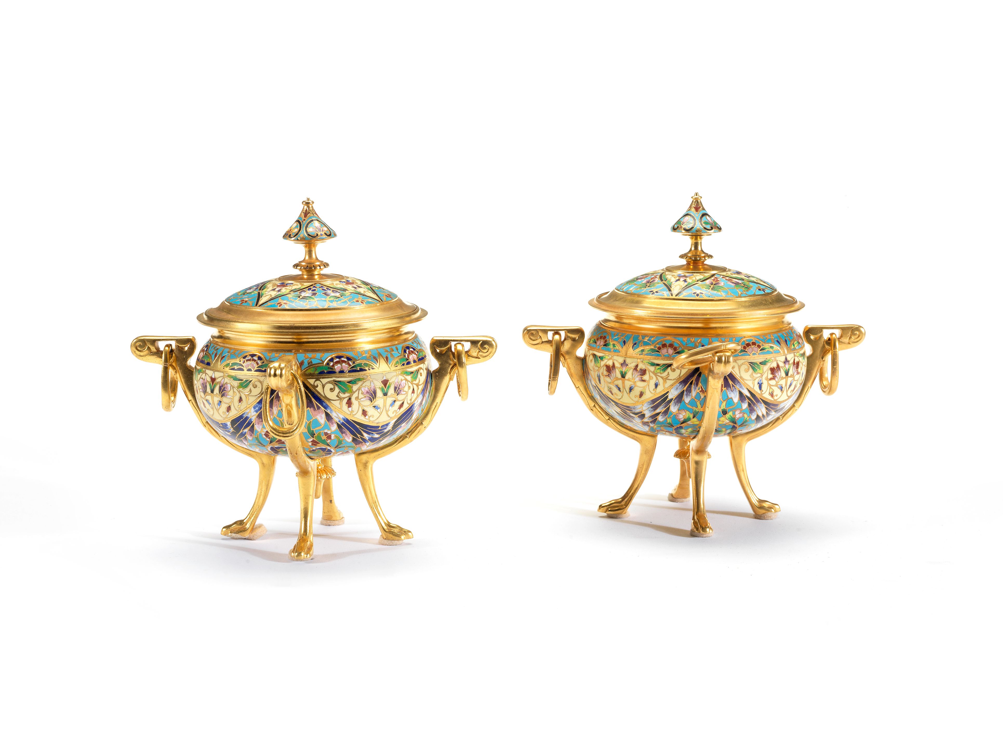 Bonhams : A pair of late 19th century French gilt bronze and champleve ...