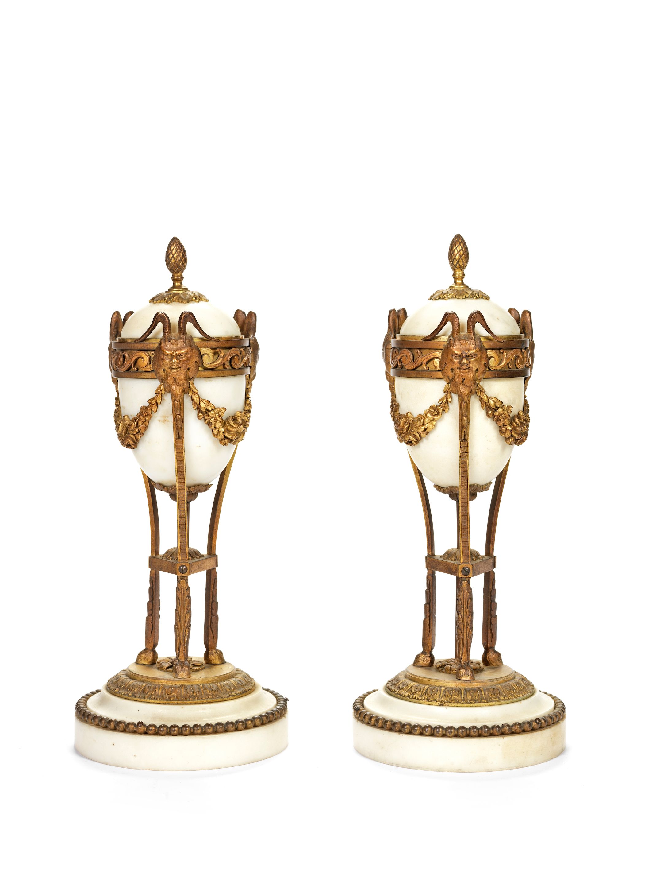 Bonhams : A pair of 19th century French gilt bronze and white marble ...
