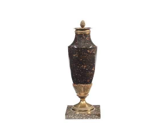 Bonhams : An Empire gilt bronze mounted porphyry garniture urn 19th ...