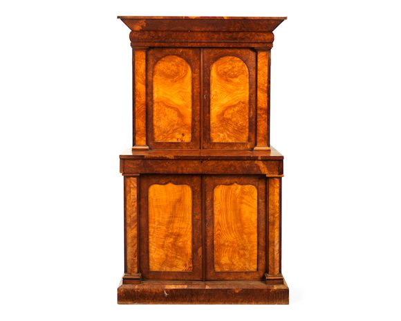 Bonhams : A pollard oak, burr ash and walnut cabinet