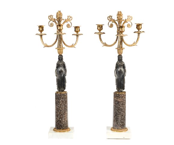 Bonhams : A pair of Swedish Empire gilt and patinated bronze and ...