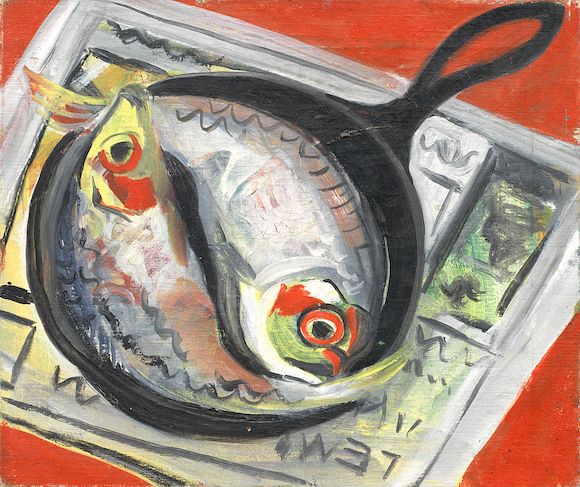 Bonhams : Margaret Mellis (British, 1914-2009) Still with fish in a pan