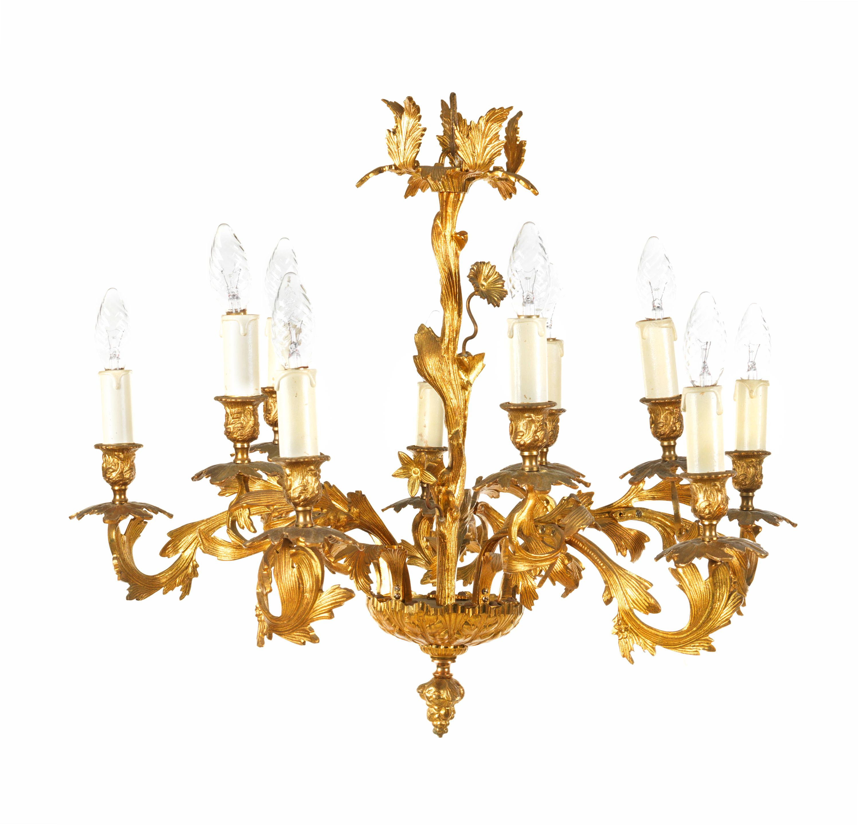 Bonhams : An early 20th century Rococo style gilt bronze ten light ...
