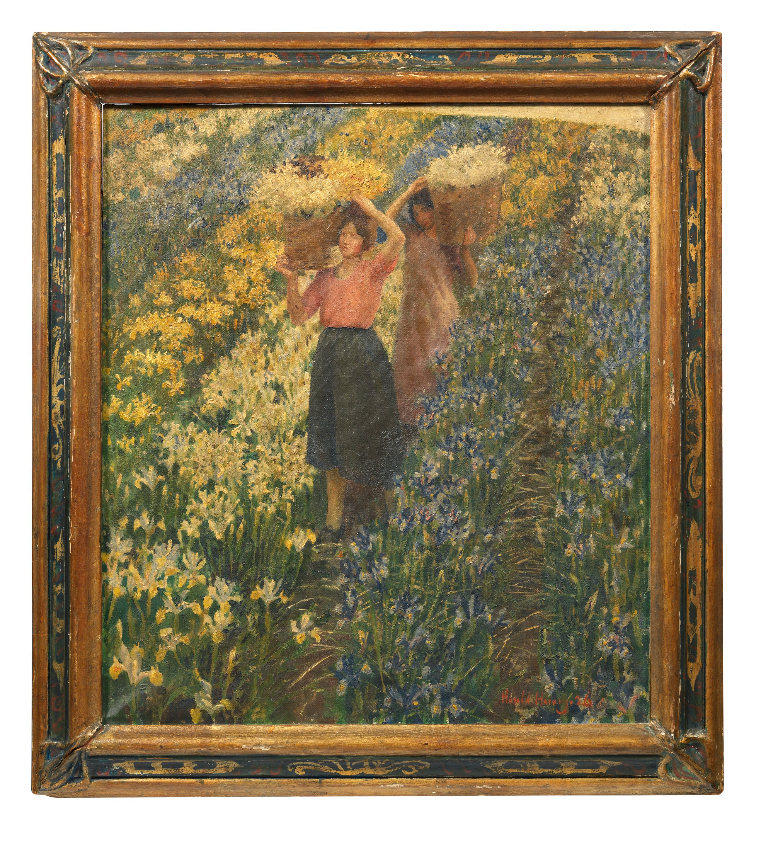 Bonhams : Harold Harvey (British, 1874-1941) Iris pickers (in a hand ...