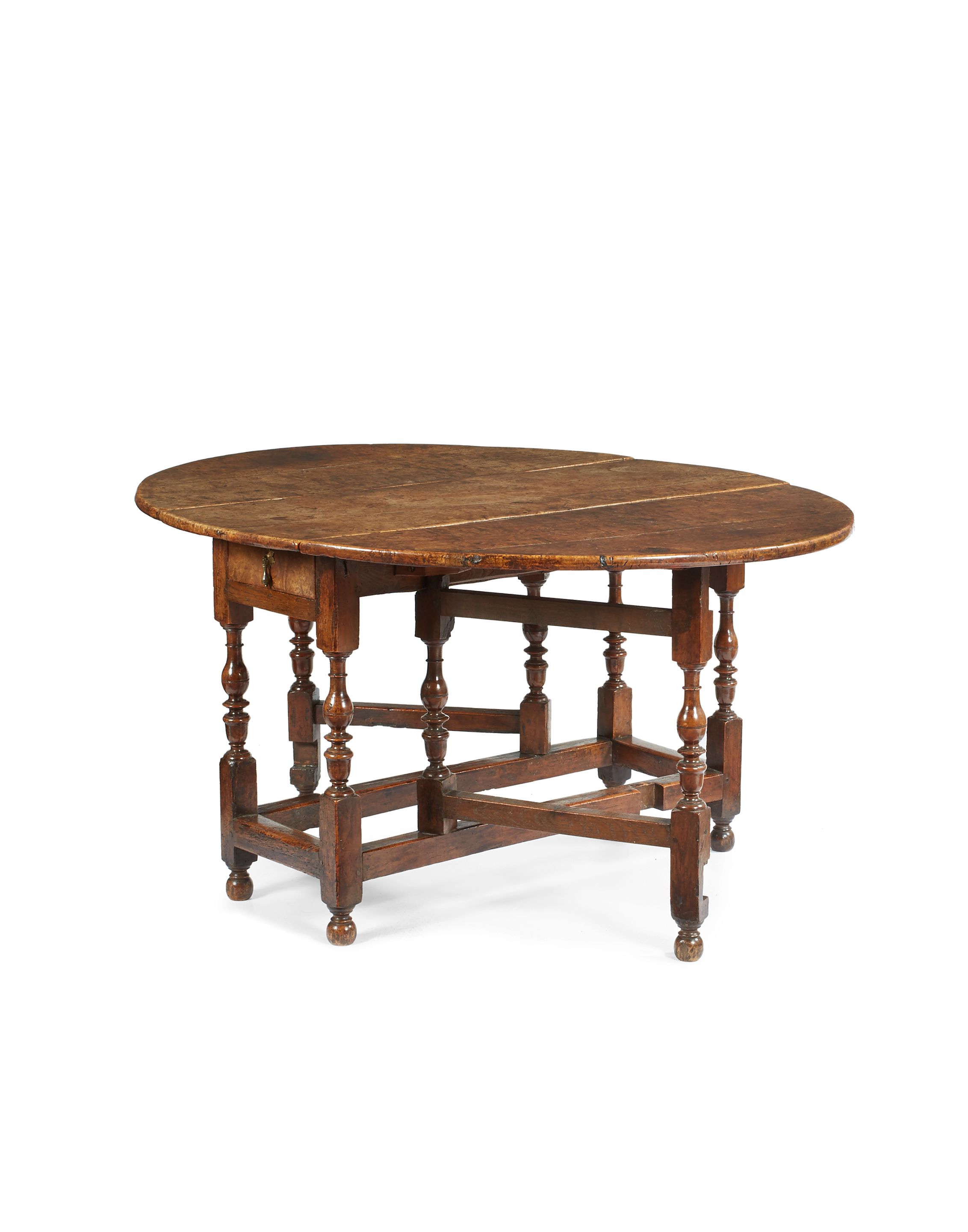 Bonhams : A William & Mary gateleg table, with rare burr-elm top and ...