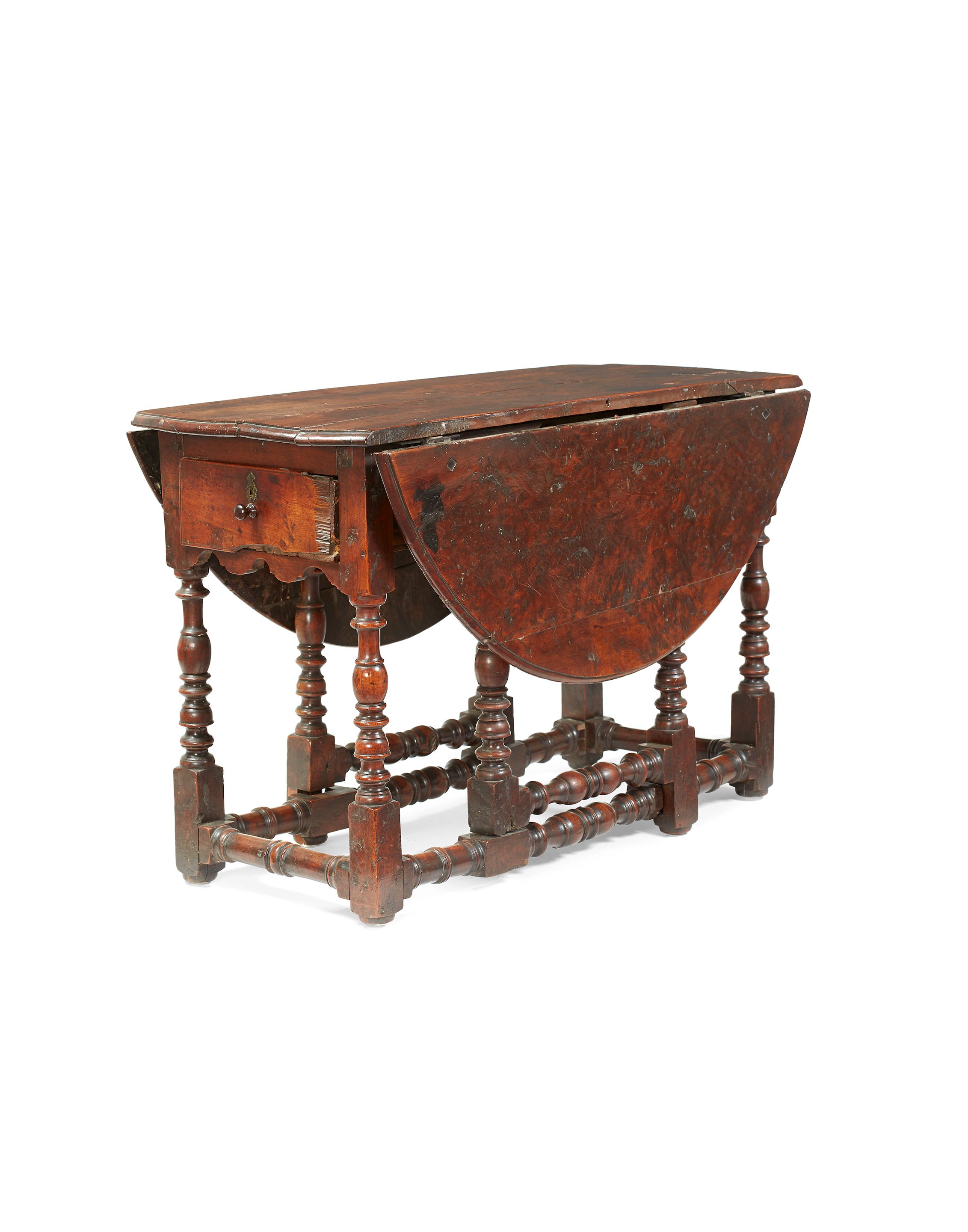 Bonhams : A rare and impressive William & Mary yew-wood gateleg dining ...