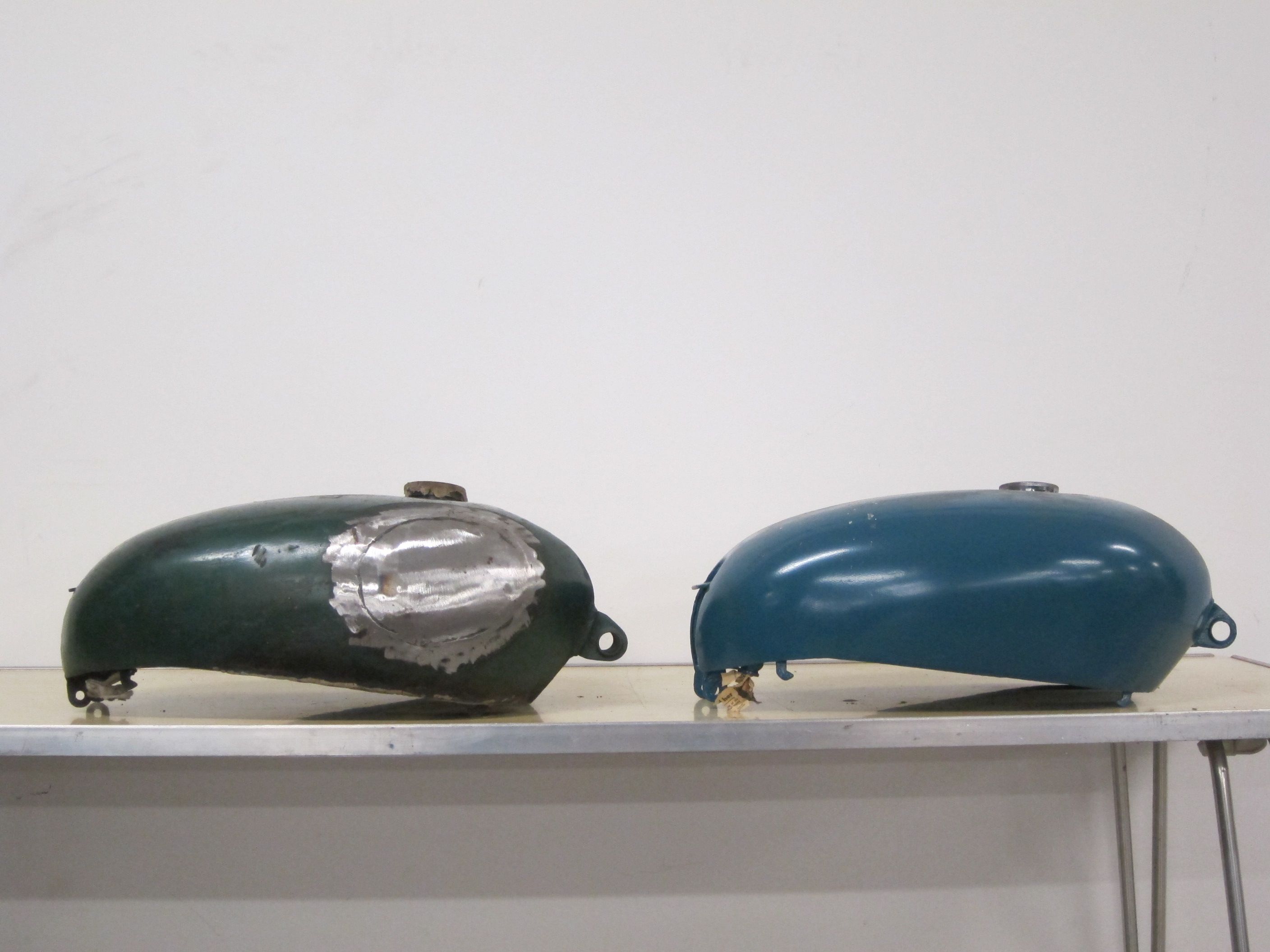Bonhams Cars : A pair of believed Vincent Series C petrol tanks,