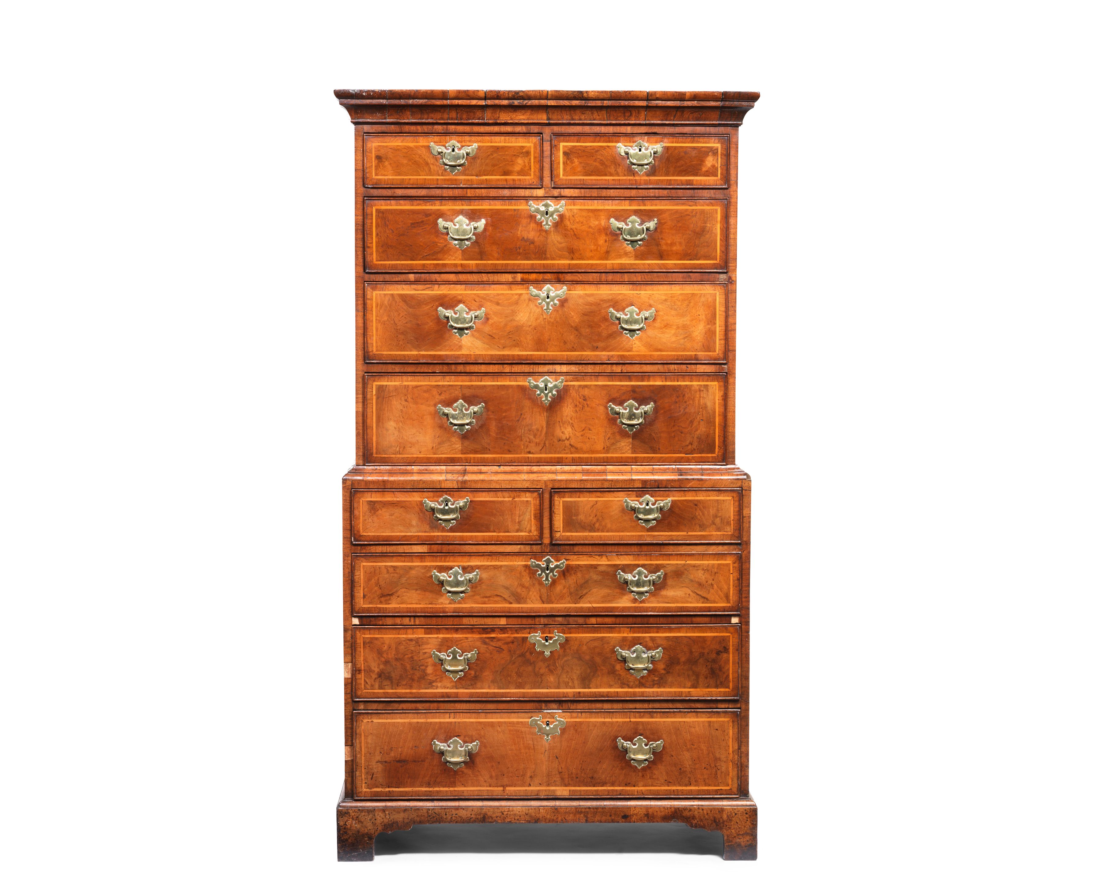 Bonhams : A George II walnut, crossbanded and fruitwood banded chest on ...