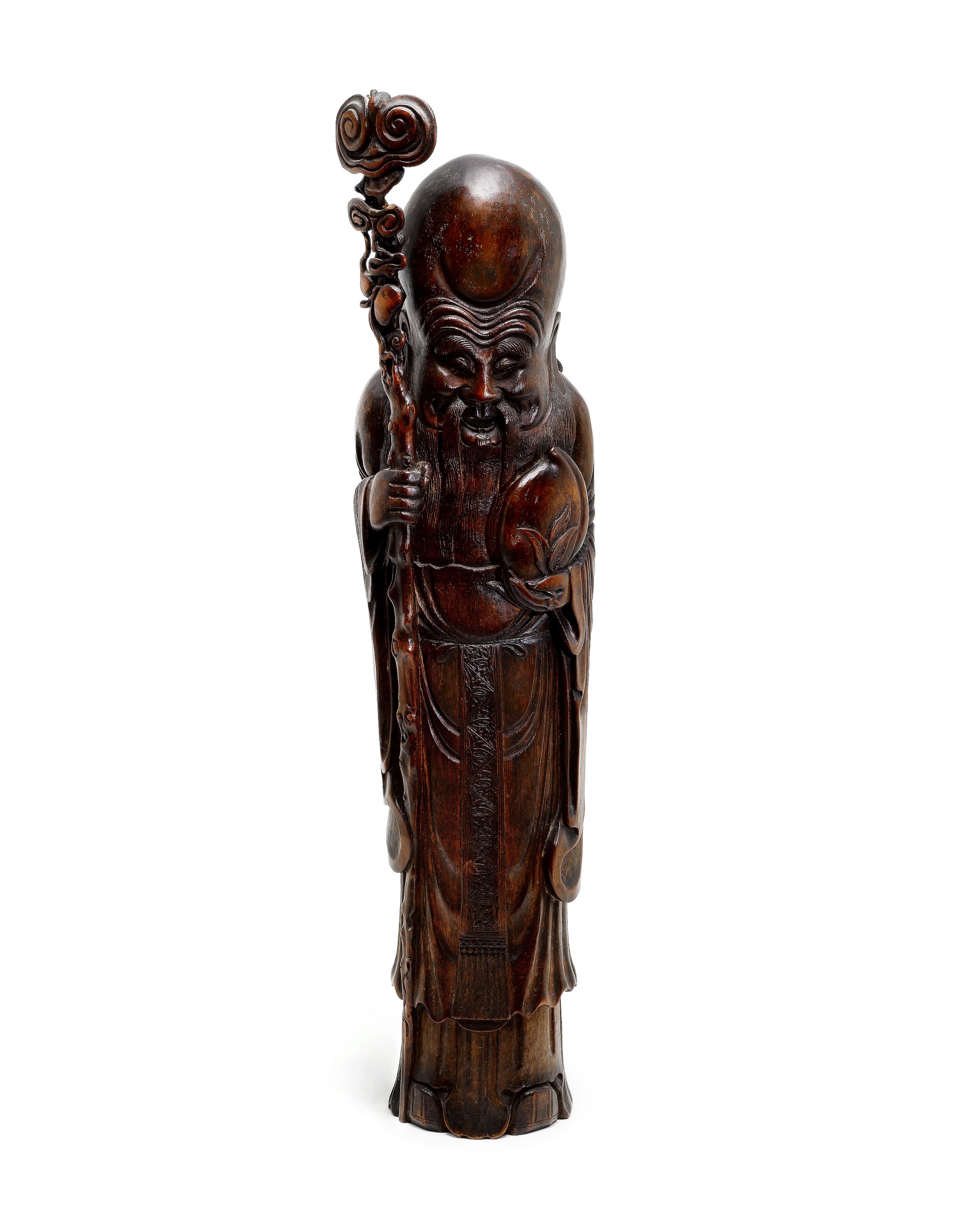Bonhams : A massive Chinese bamboo carving of Shoulao Qing Dynasty
