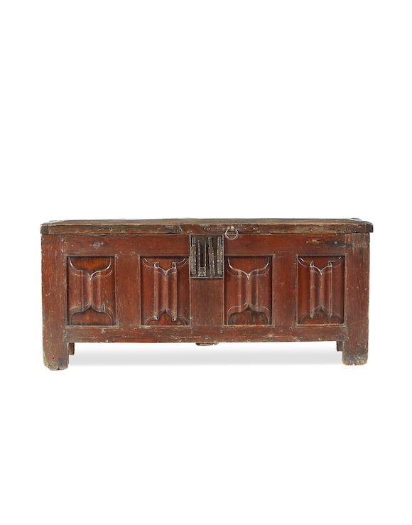 Bonhams : A monumental early 16th century oak linenfold chest, Anglo ...