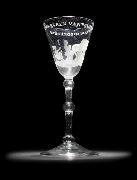Bonhams : A rare Dutch Glassmakers wine glass, circa 1750