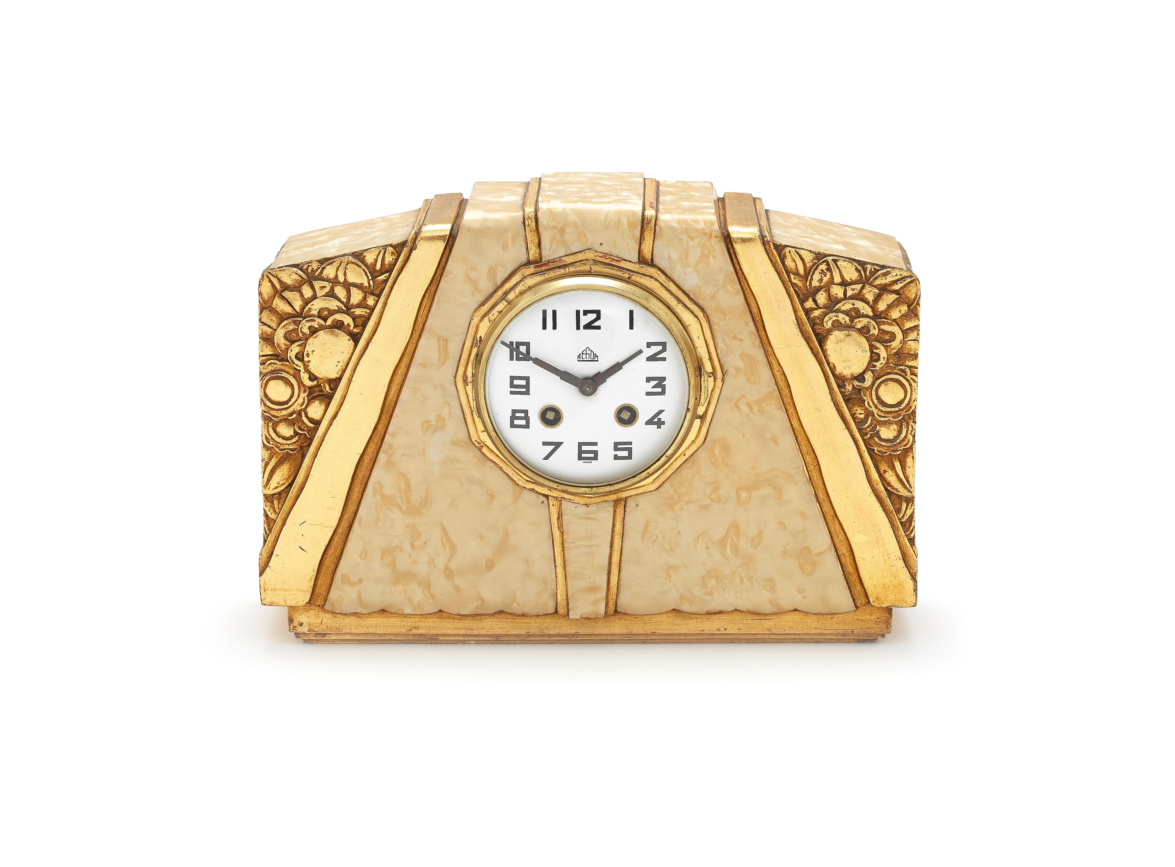 Bonhams : An Art Deco Gilt-Wood and Bakelite Mantel Clock, attributed ...