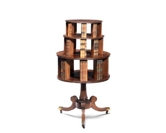 Bonhams : A Regency mahogany revolving three-tier bookcase