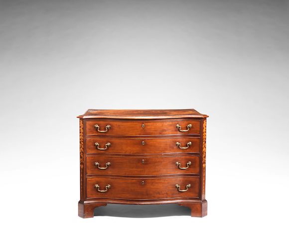 Bonhams : A George III mahogany and inlaid serpentine dressing commode ...