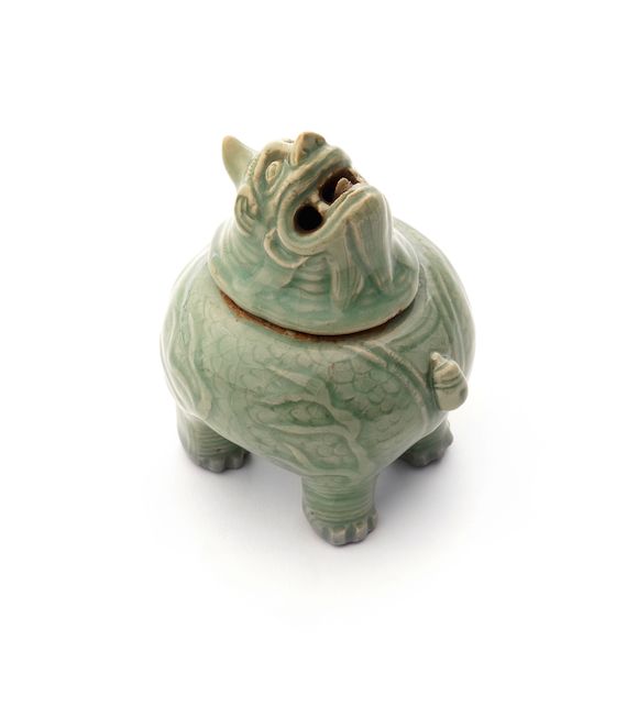 Bonhams : A Longquan celadon-glazed 'luduan' incense burner and cover ...