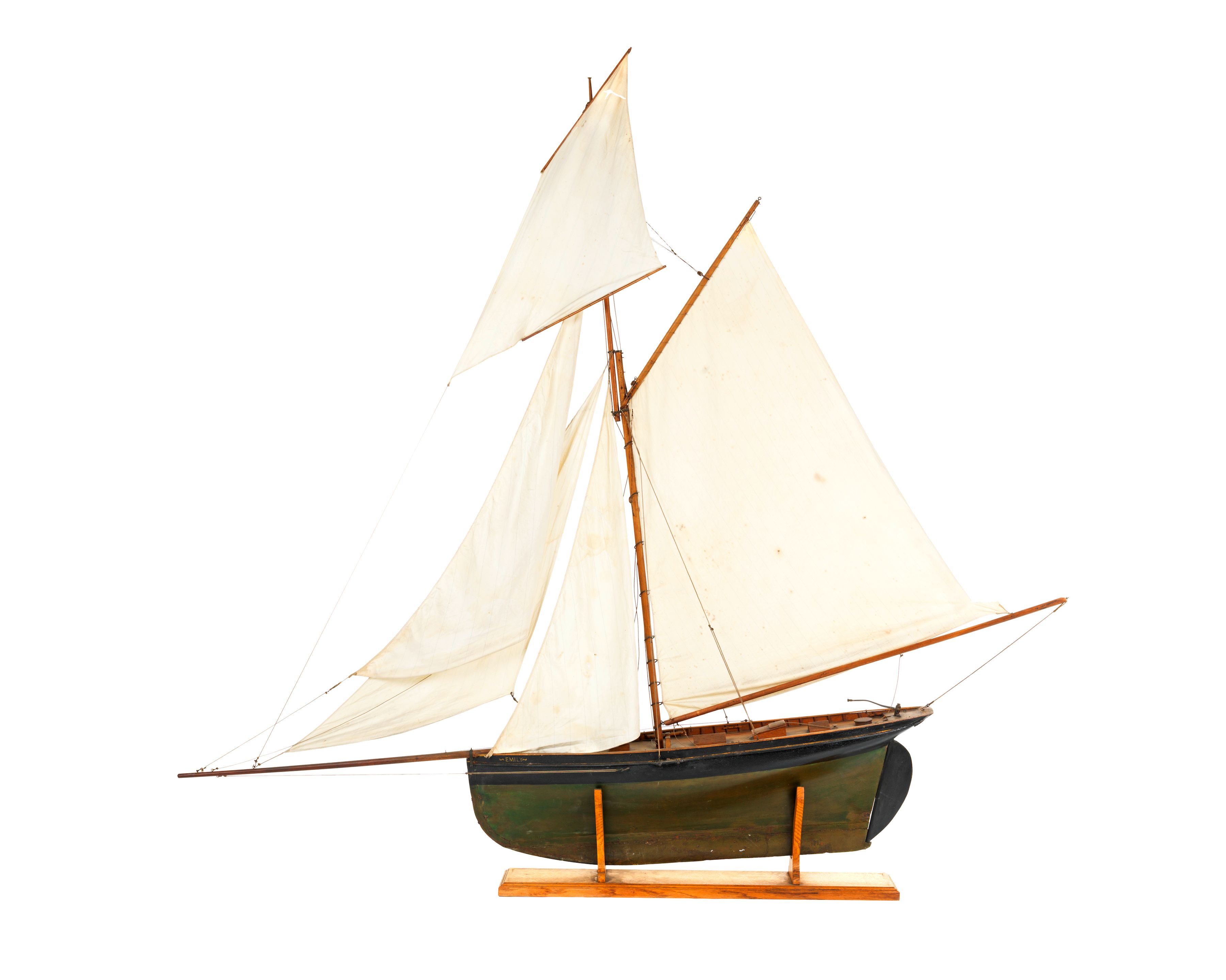 Bonhams : An early 20th century deep keel narrow gaff rigged pond yacht