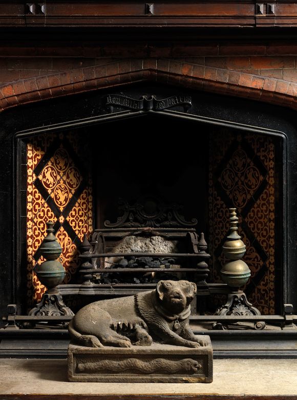 Bonhams : A 17th century carved gritstone model of a recumbent Pug or ...