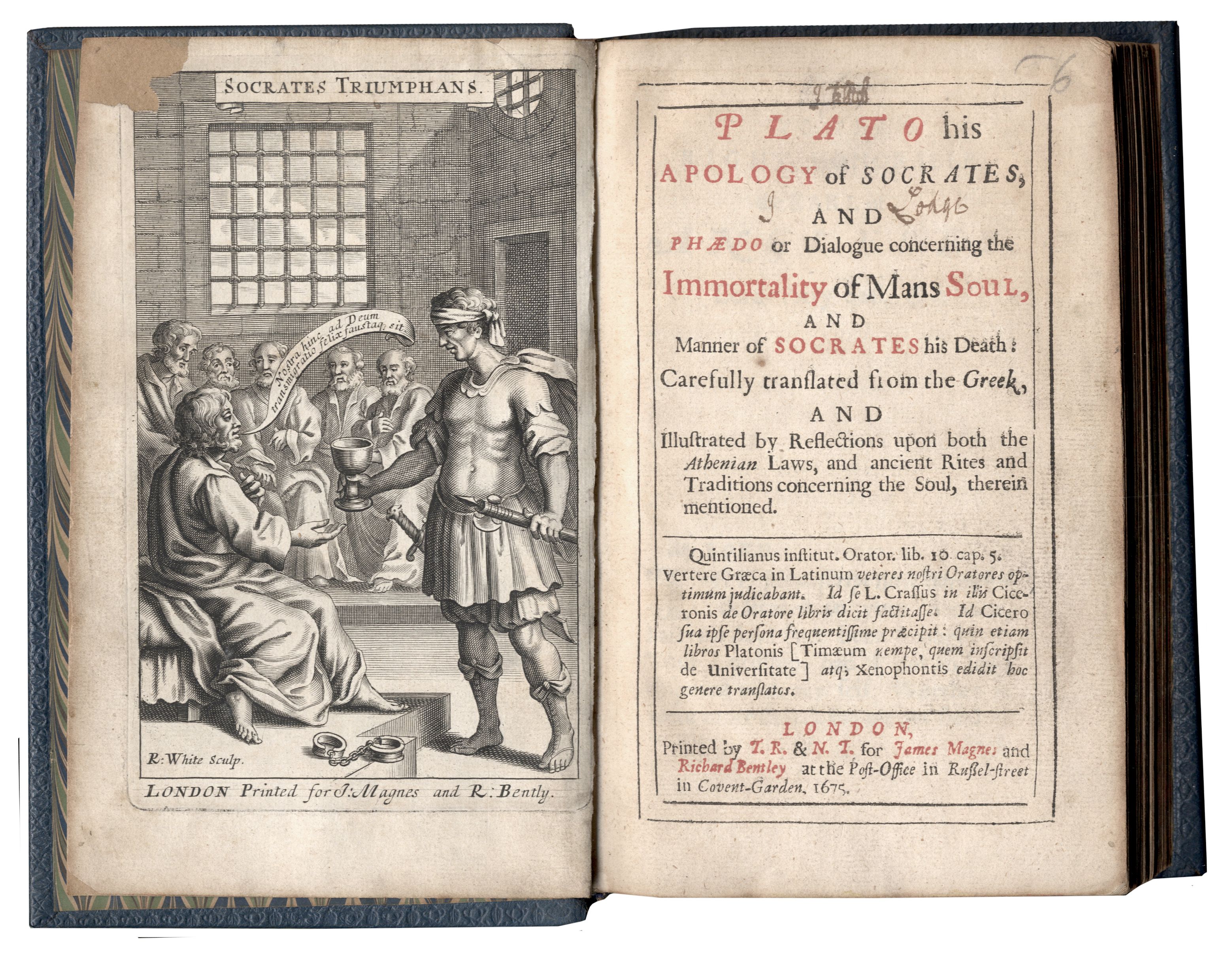 Bonhams : PLATO Plato his Apology of Socrates, and Phaedo or Dialogue ...