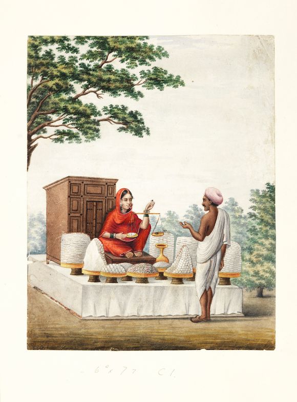 Bonhams : Eight paintings depicting tradespeople and servants Patna ...