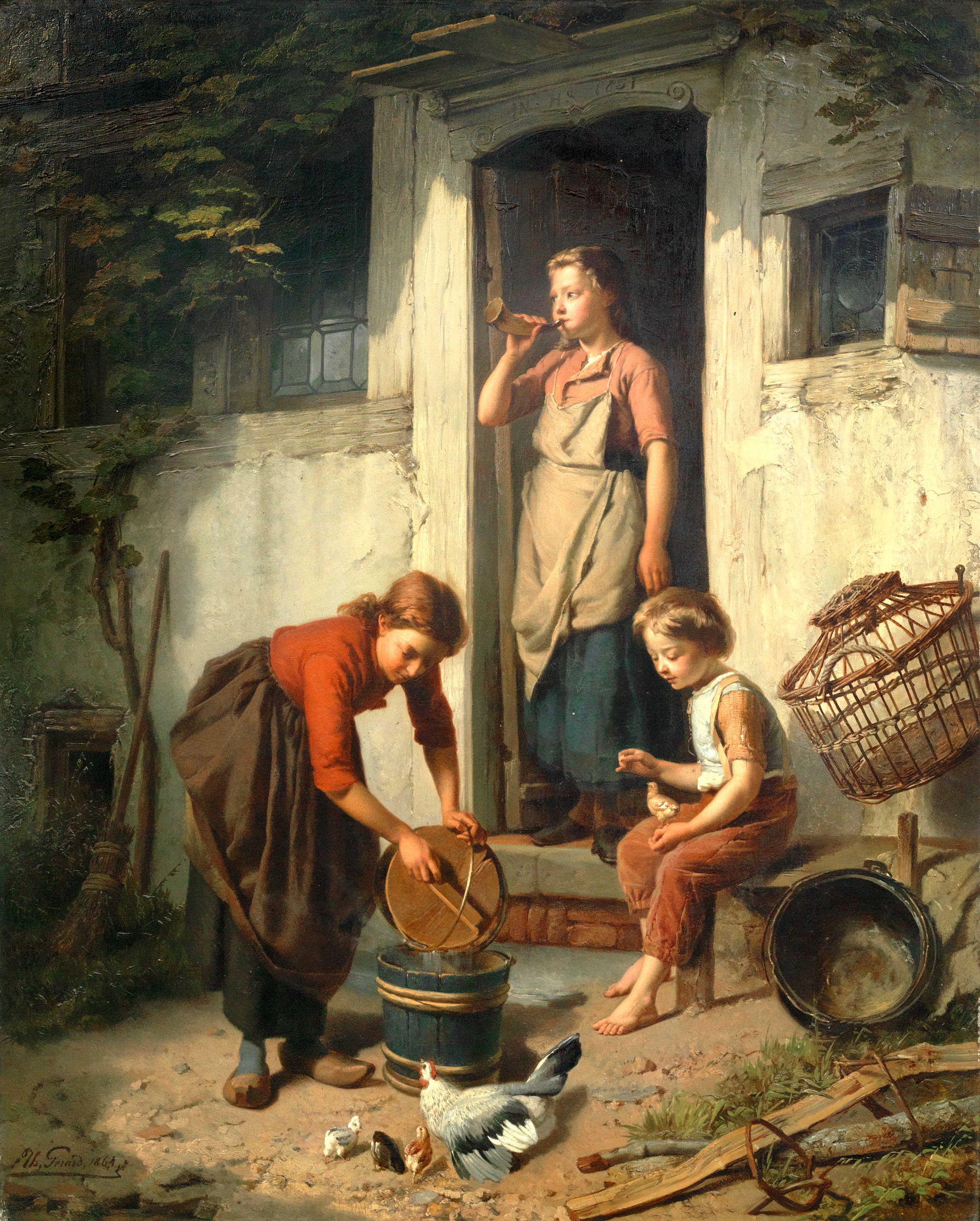 Bonhams : Théodore Gérard (Belgian, 1829-1895) Scène familiale