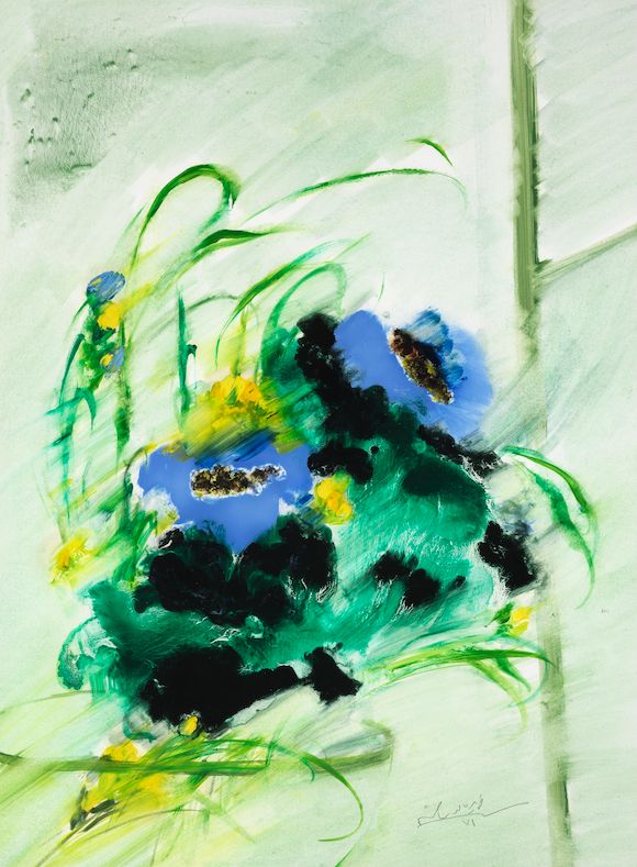 Bonhams : Farideh Lashai (Iran, 1944-2013) Still Life in Green