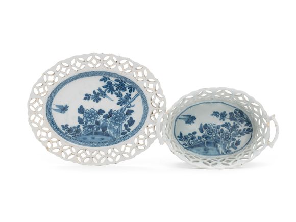 Bonhams : A Dublin delftware basket and stand, circa 1760