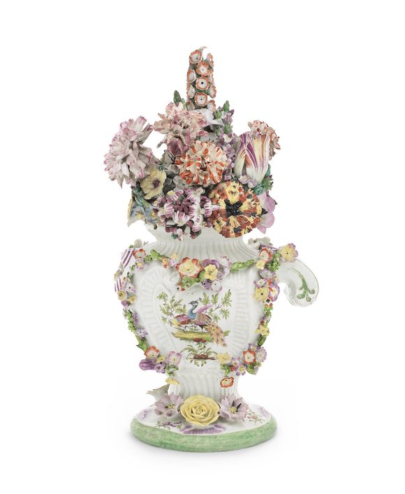 Bonhams : An extraordinary Longton Hall vase and cover, circa 1758
