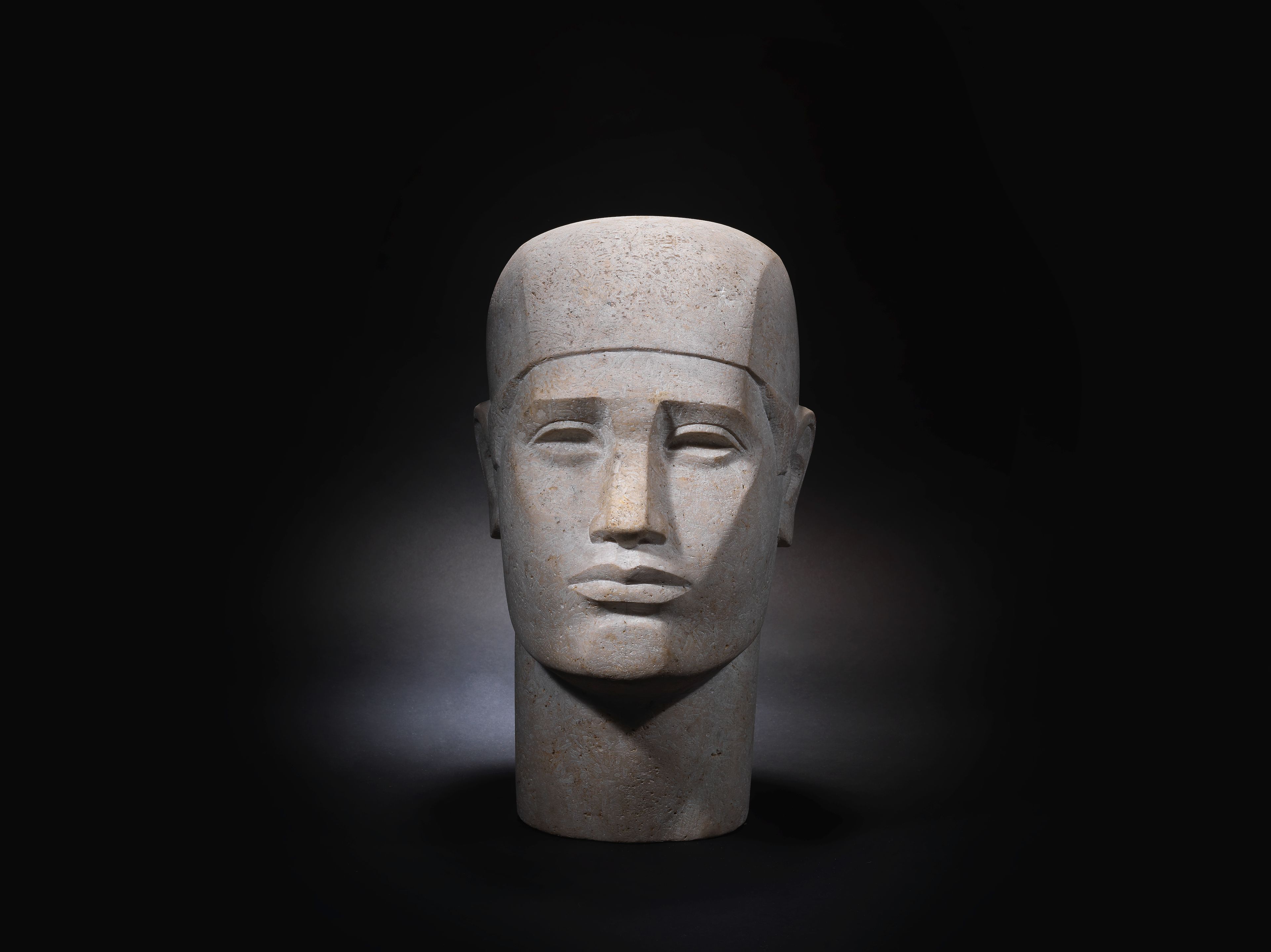 Bonhams : Mahmoud Moussa (Egypt, 1913-2003) Pharaonic Head Height 50cm