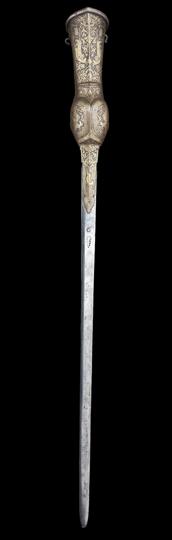 Bonhams : A koftgari hilted steel gauntlet sword (pata) India, 19th Century