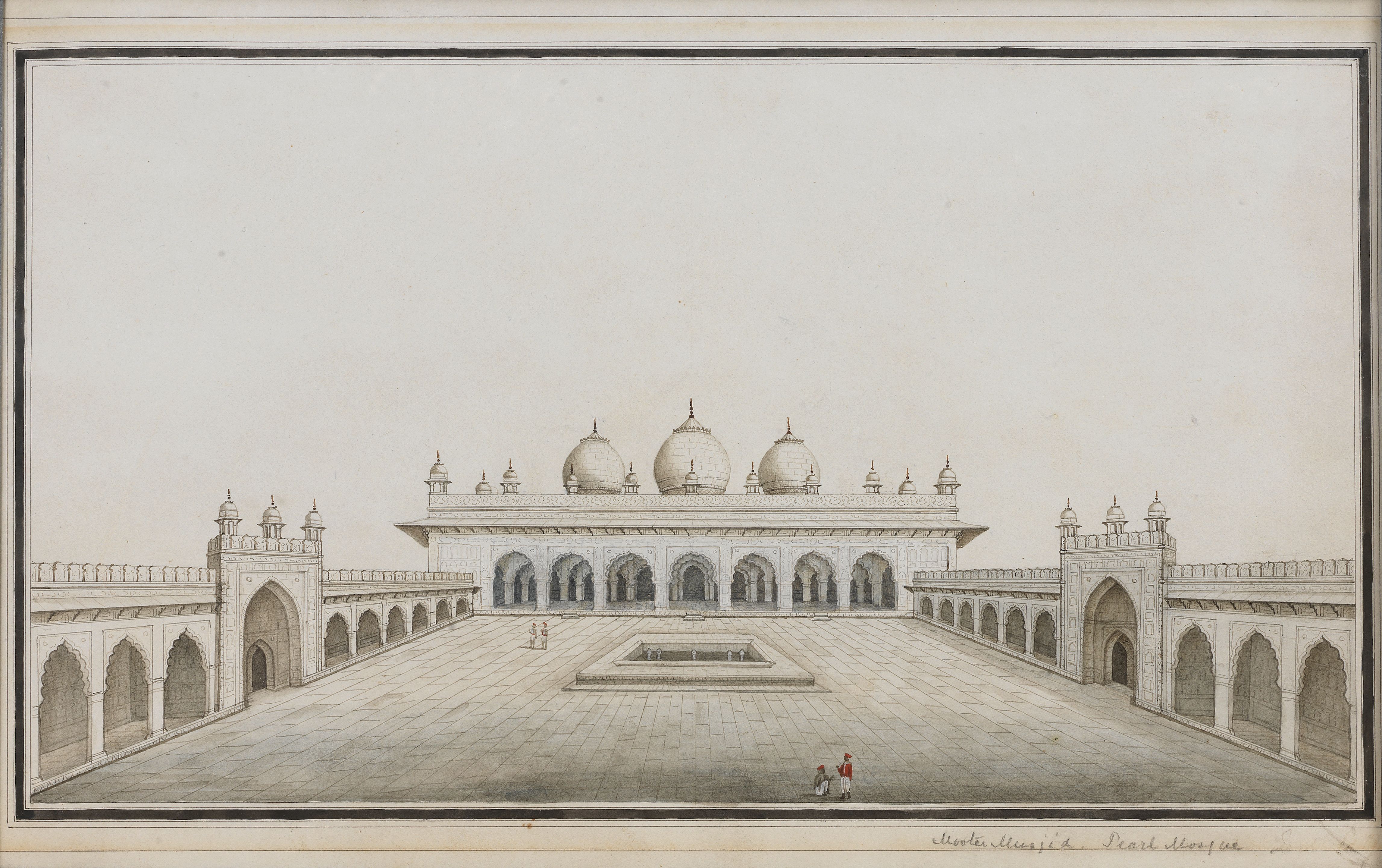 Bonhams : Three architectural views the Moti Masjid or Pearl Mosque ...