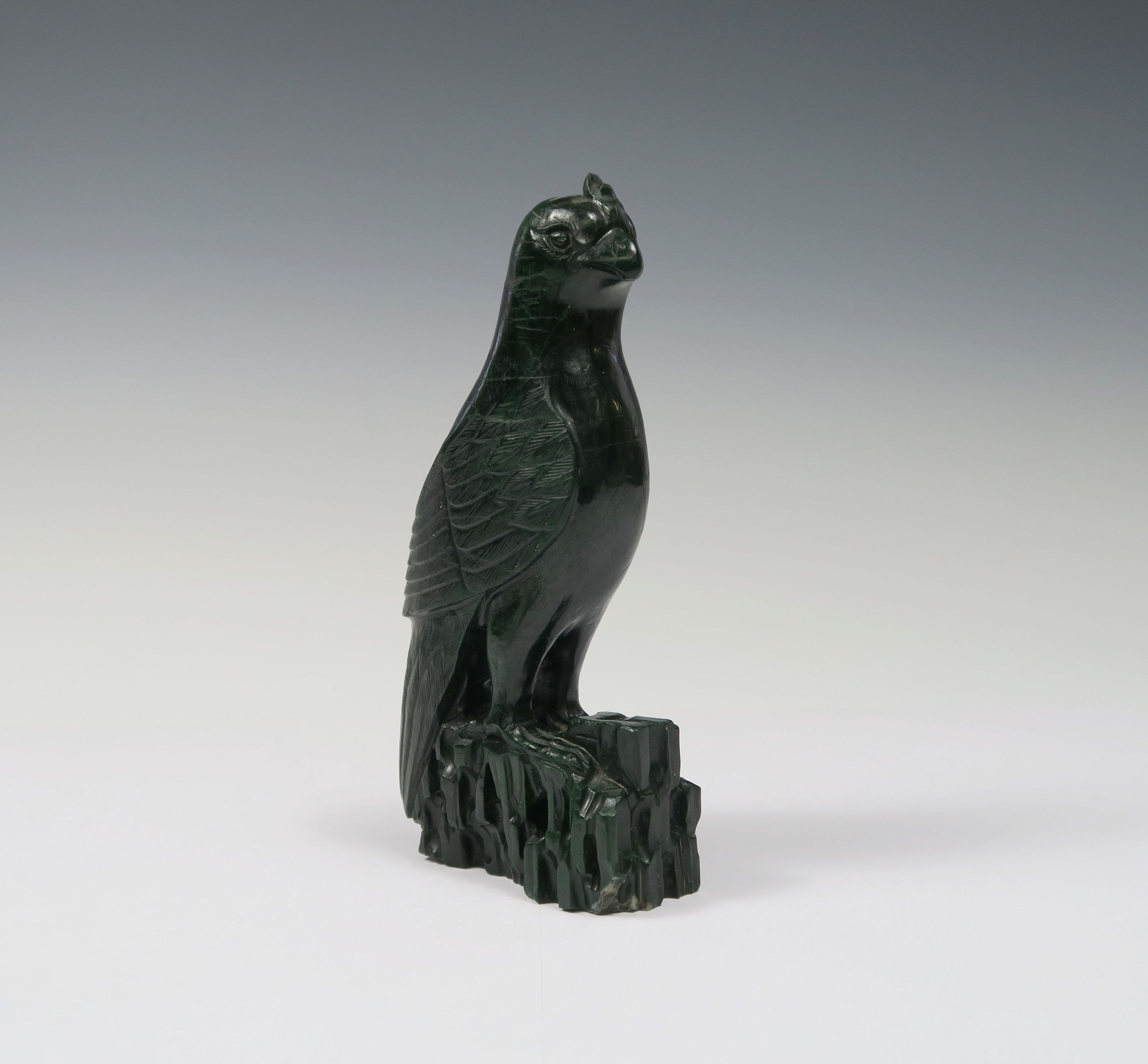 Bonhams : A spinach green jade model of a parrot 19th century
