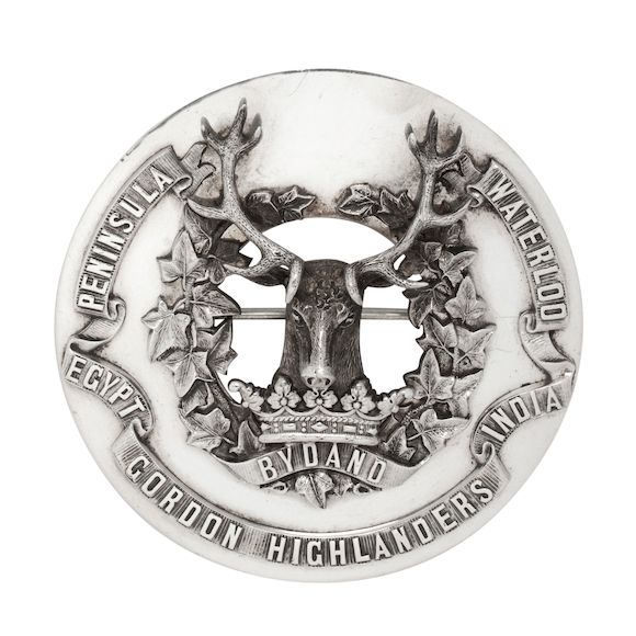 Bonhams : An early 20th century silver Gordon Highlander Plaid Brooch