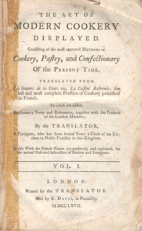 Bonhams : COOKERY [MENON (LOUIS FRANÇOIS HENRI DE)] The Art of Modern ...