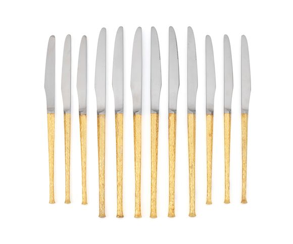 Bonhams : STUART DEVLIN: A set of twelve silver-gilt table knives and ...