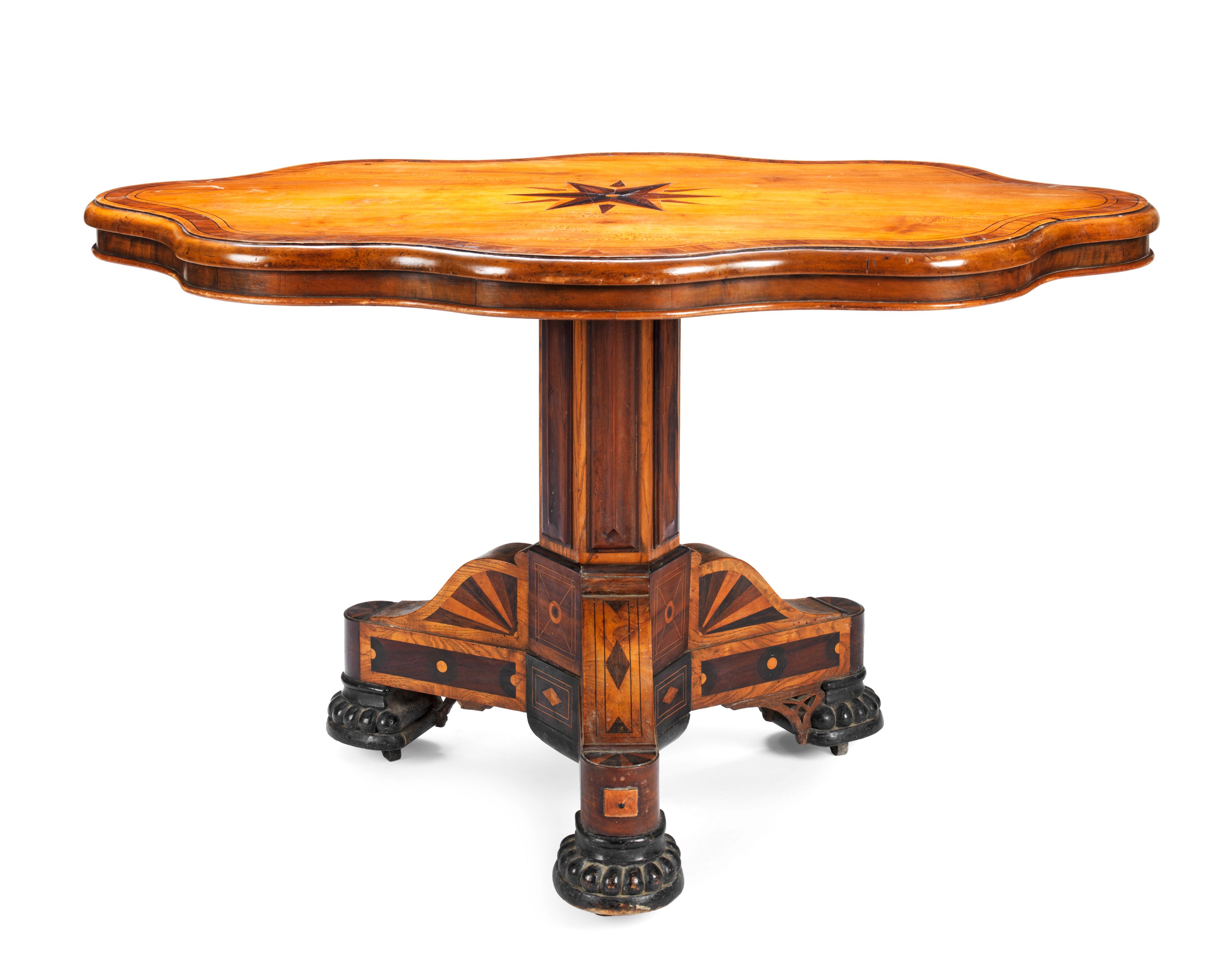 Bonhams : A mid 19th century lacewood, tulipwood, ash, ebony and ...