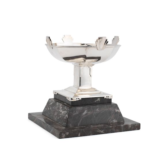 Bonhams : An Art Deco bowl on a hardstone plinth base by Roberts & Belk ...