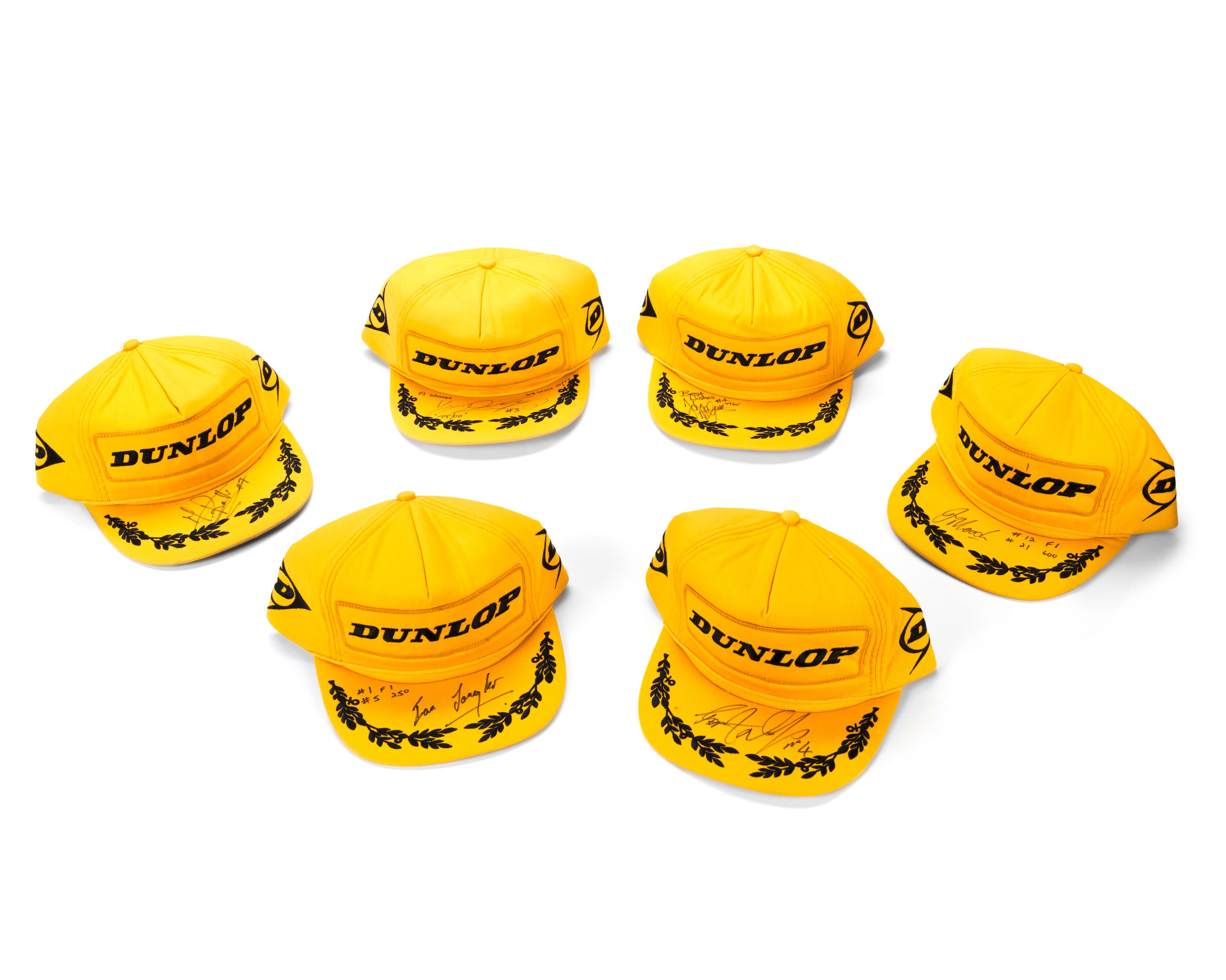 Bonhams Cars : Six Dunlop podium caps signed by riders at the 2000 Isle ...