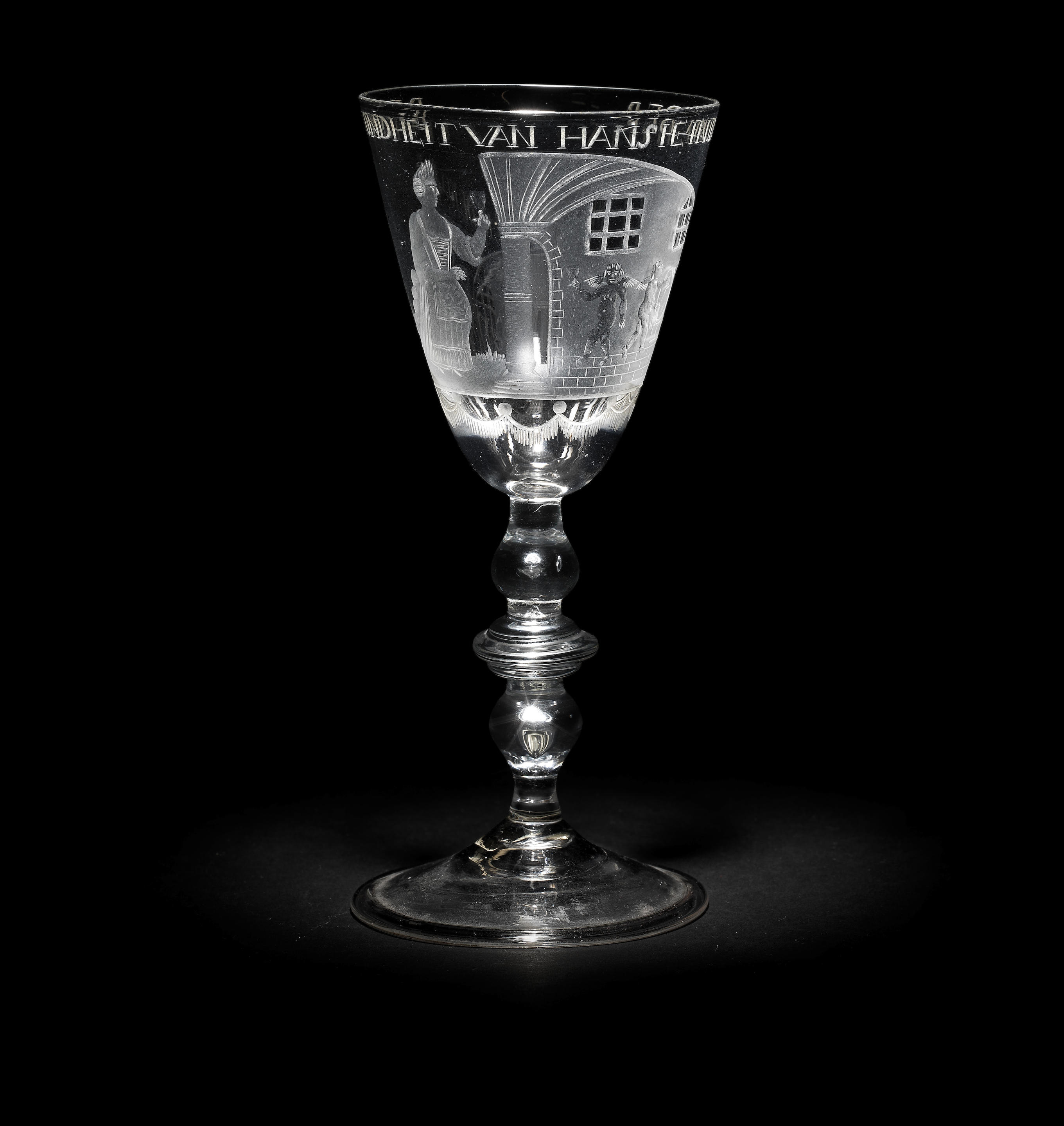 Bonhams A Dutch Engraved Wine Glass Circa 1750