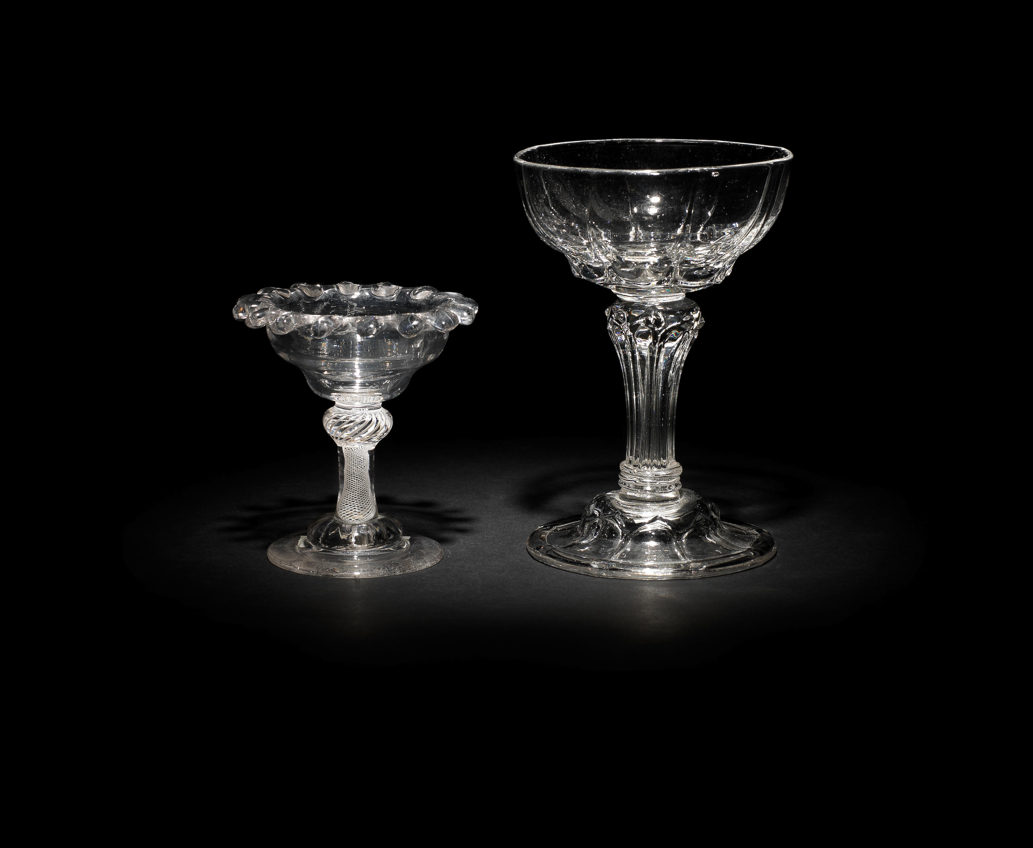 Bonhams Two Sweetmeat Glasses Circa 1730 40 And Circa 1760