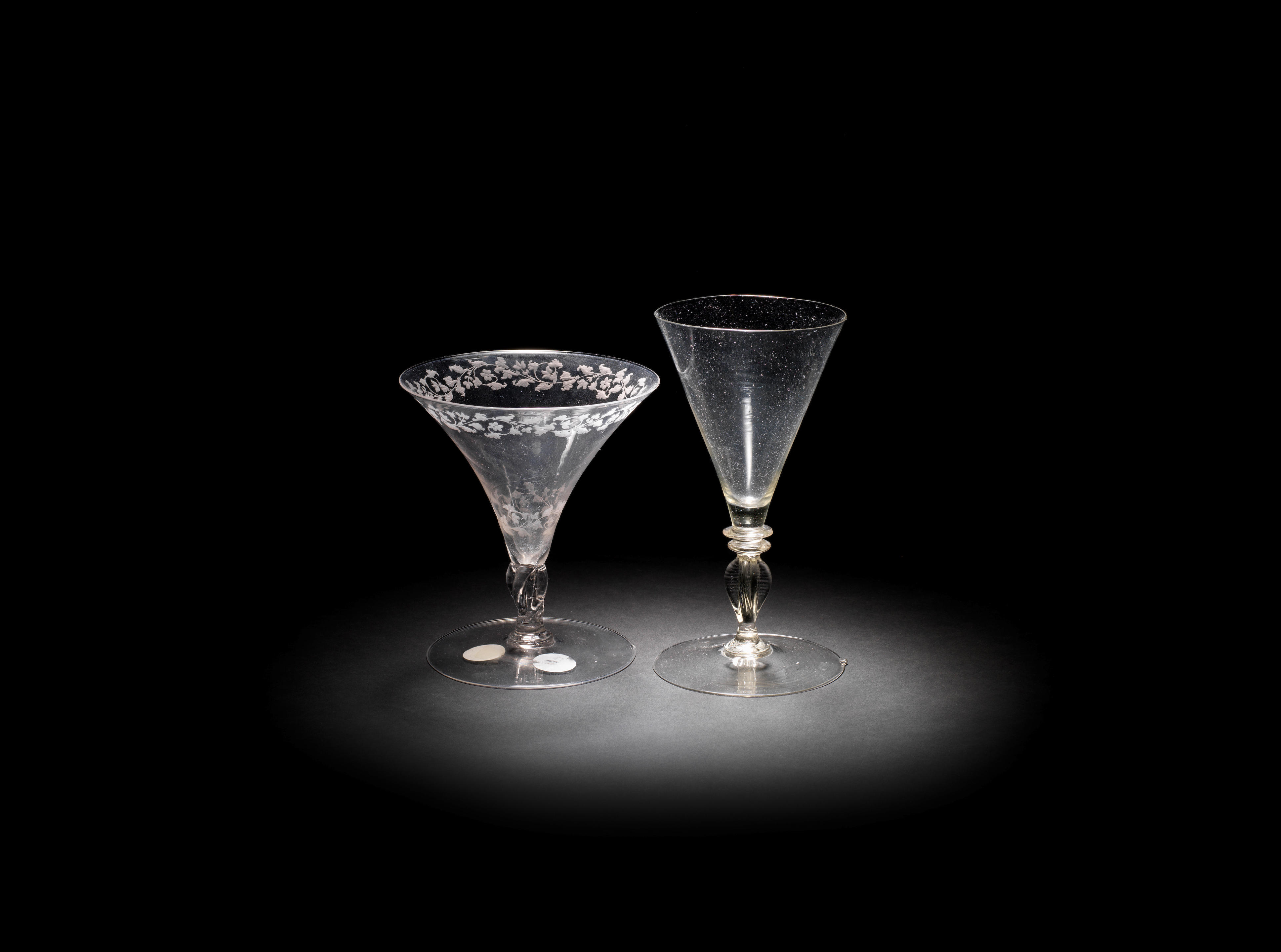 Bonhams Two Façon De Venise Wine Glasses Late 17th Early 18th Century