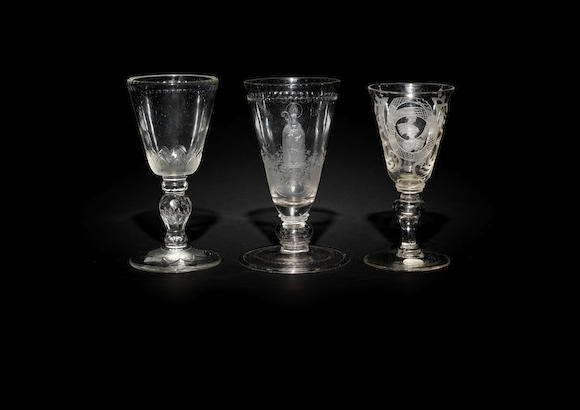 Bonhams Three German Engraved Wine Glasses Second Quarter 18th Century