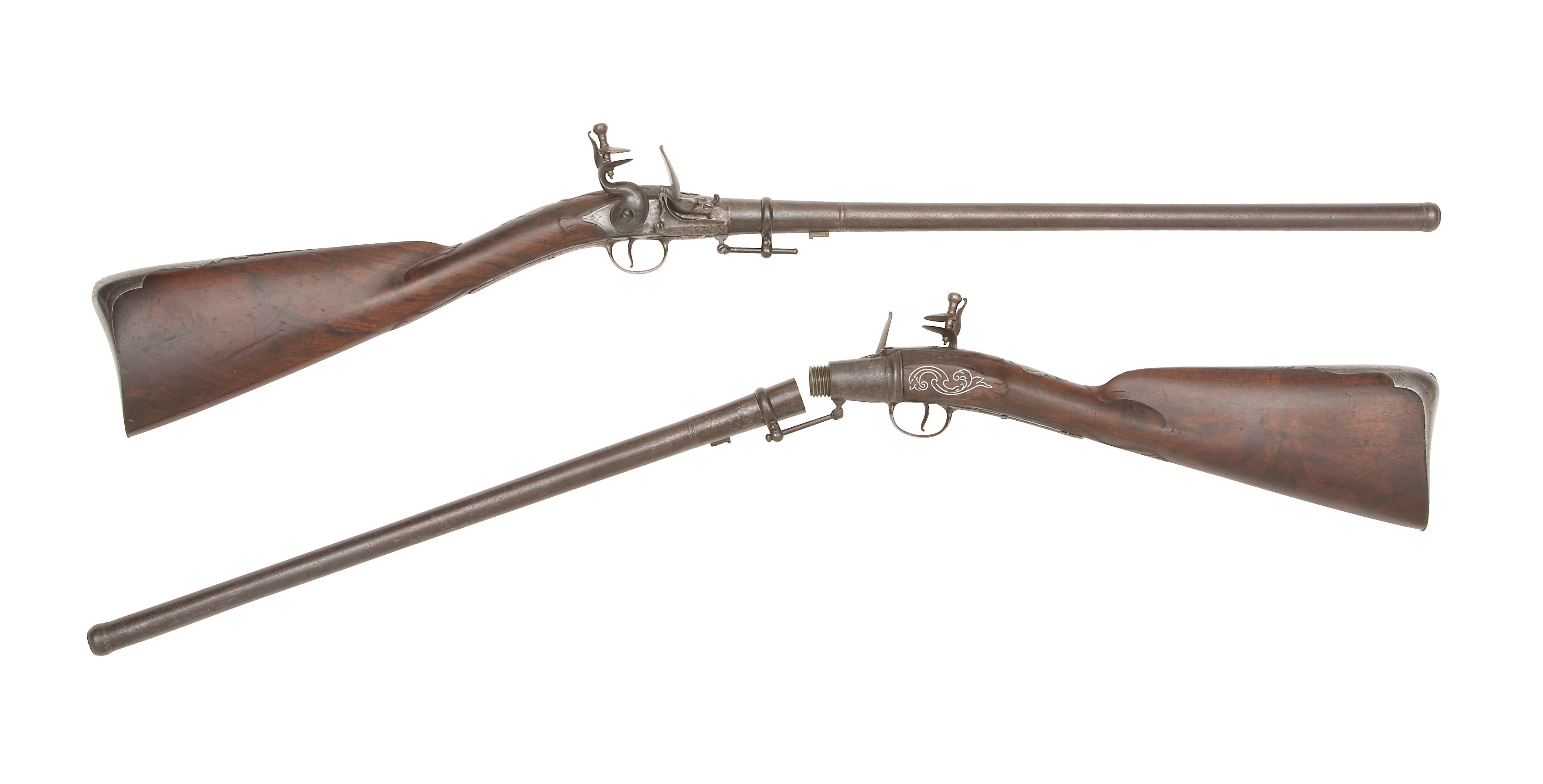 Bonhams : A Very Rare Pair Of 18-Bore Breech-Loading Rifled Flintlock ...