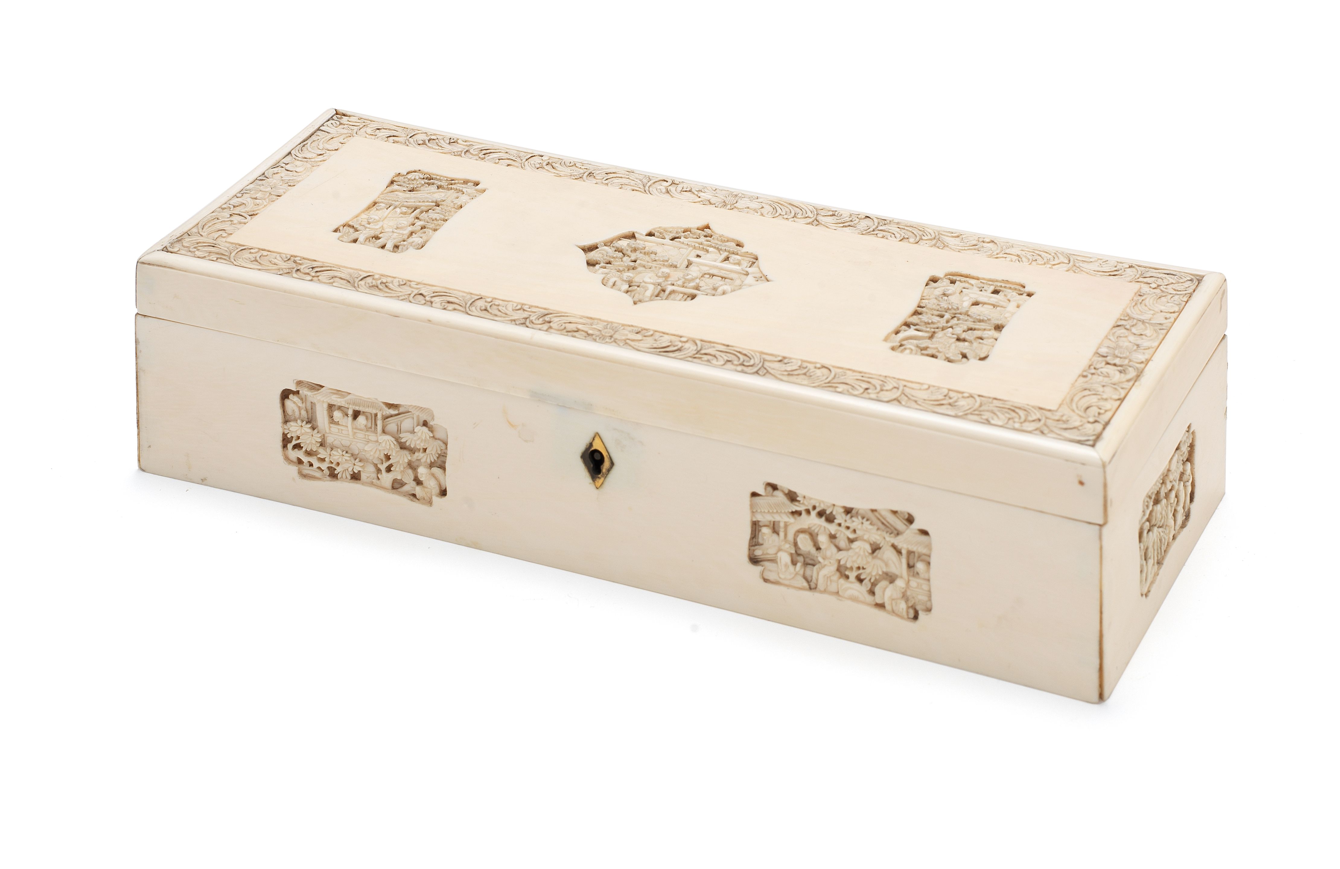 Bonhams : A Cantonese ivory rectangular box and cover 19th century