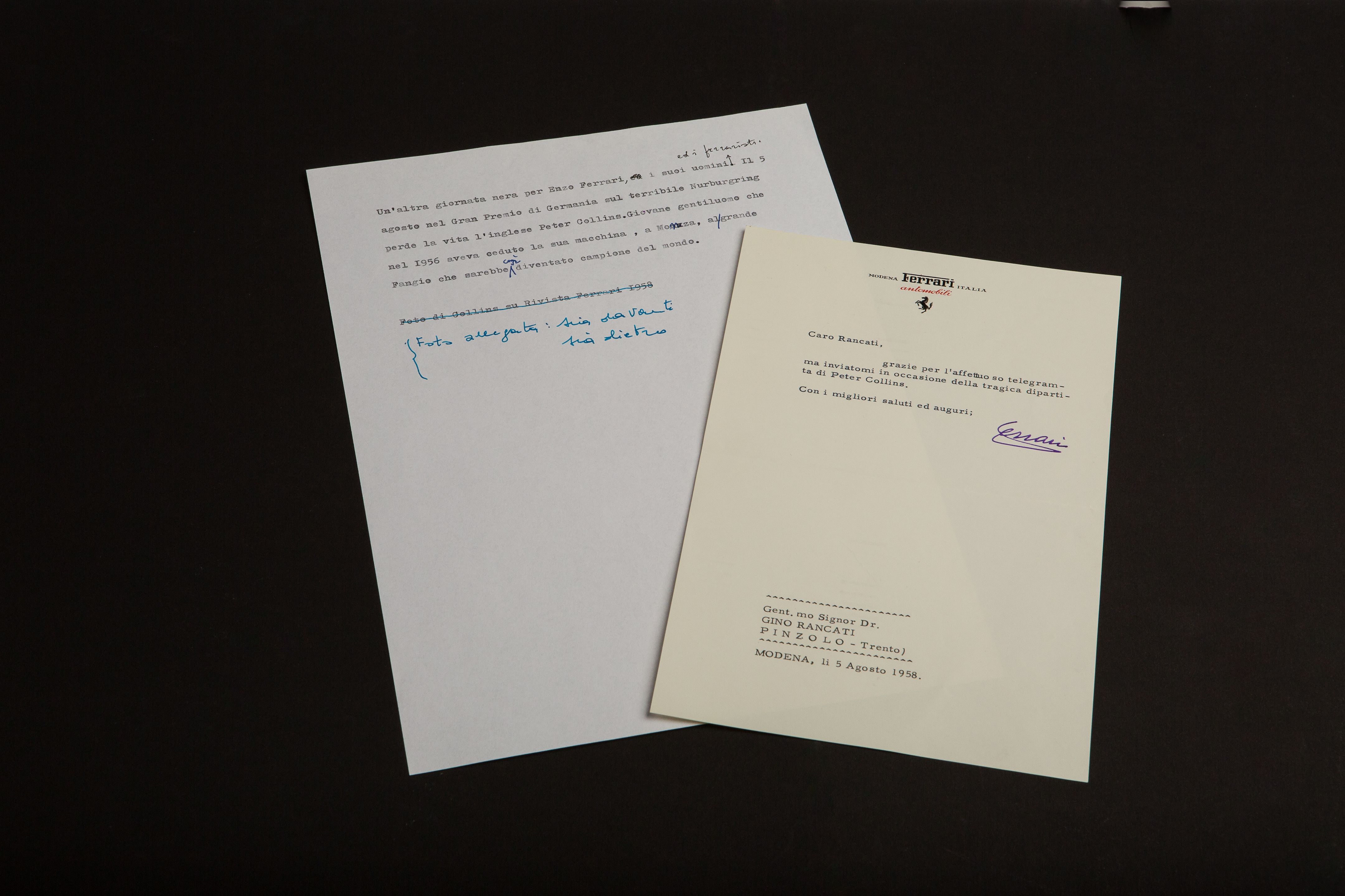 Bonhams Cars : A signed letter from Enzo Ferrari letter, dated Modena 5 ...