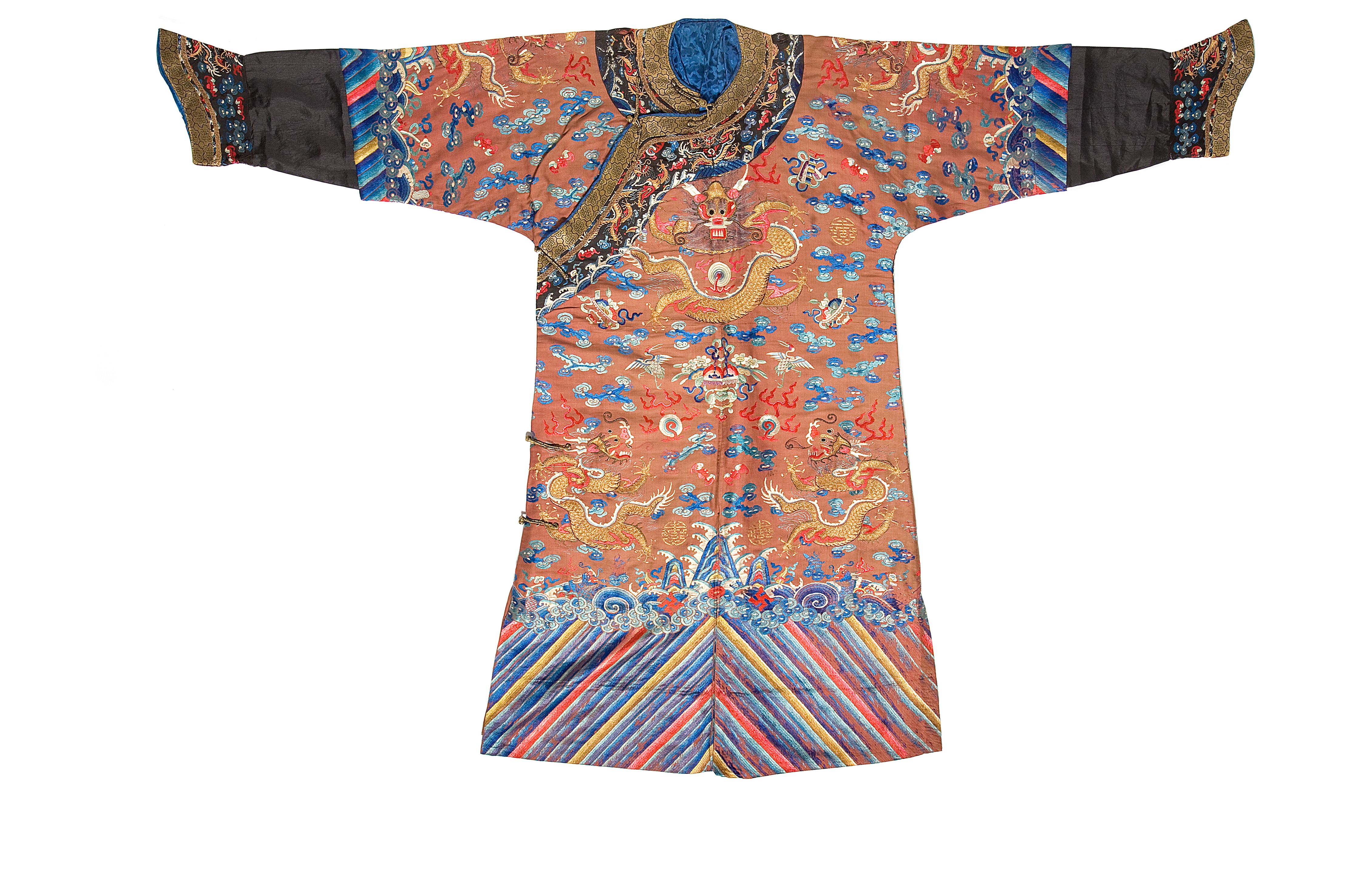 Bonhams : A chestnut silk gauze 'nine mang' man's semi-formal robe ...