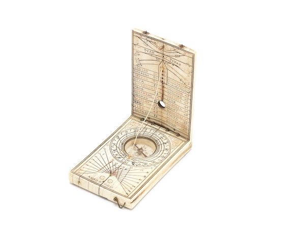 Bonhams : An Ivory Diptych dial, Nuremberg, dated 1729,