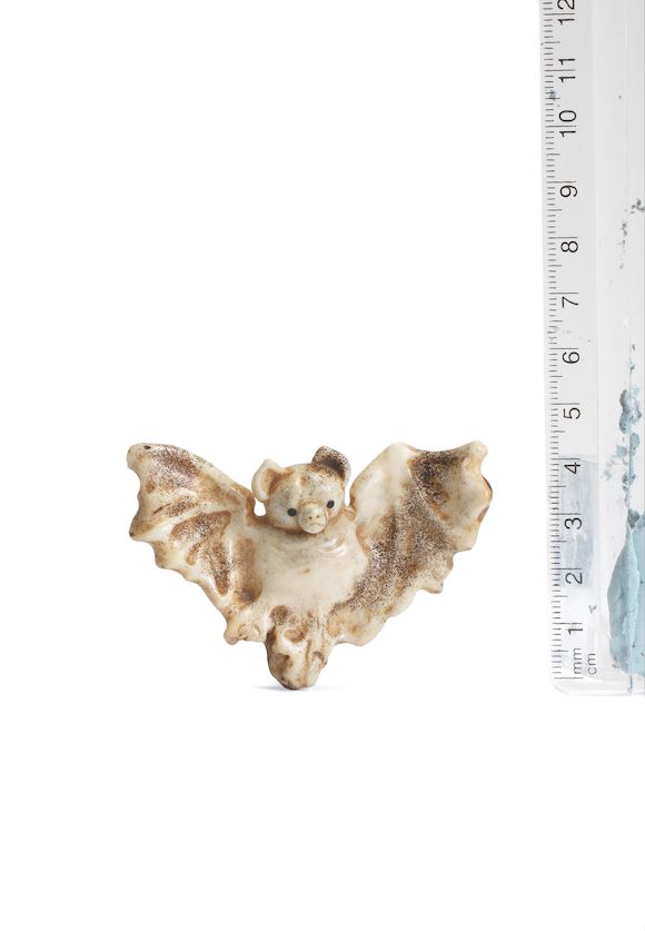 Bonhams : An unusual stag antler netsuke of a bat By Kogetsu, Meiji era ...