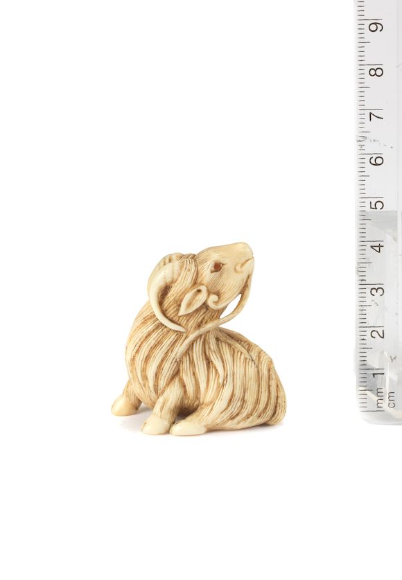Bonhams : An ivory netsuke of a goat Edo period (1615-1868), early 19th ...