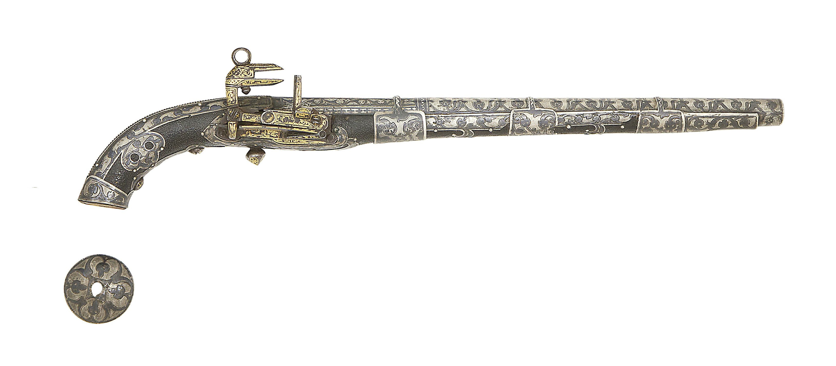 Bonhams : A Caucasian 35-Bore Miquelet-Lock Pistol With Nielloed Silver ...